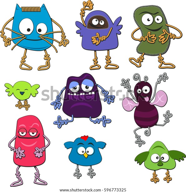 Nine Little Monsters Stock Vector (Royalty Free) 596773325 | Shutterstock