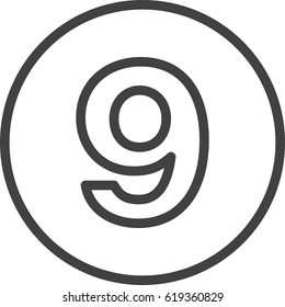 Nine Number 9 Line Icon Linear Stock Vector (Royalty Free) 619360829 ...