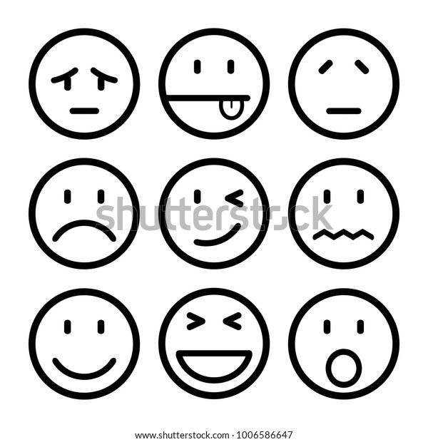Neuf sourires, émotions souriantes, par sourires, : image vectorielle ...