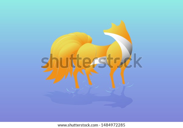 Nine Tails Fox Logo On Gradient Stock Vector (Royalty Free) 1484972285 ...