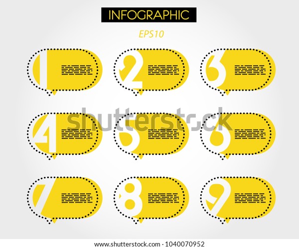 「Nine Yellow Infographic Speech Bubbles Numbers」のベクター画像素材（ロイヤリティフリー ...