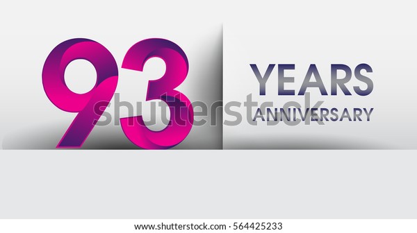 Ninety Three Years Anniversary Celebration Logo Stock Vector (Royalty ...