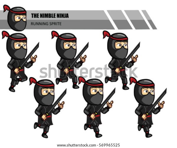 Ninja Cartoon Game Animation Sprite Stock Vector (Royalty Free ...