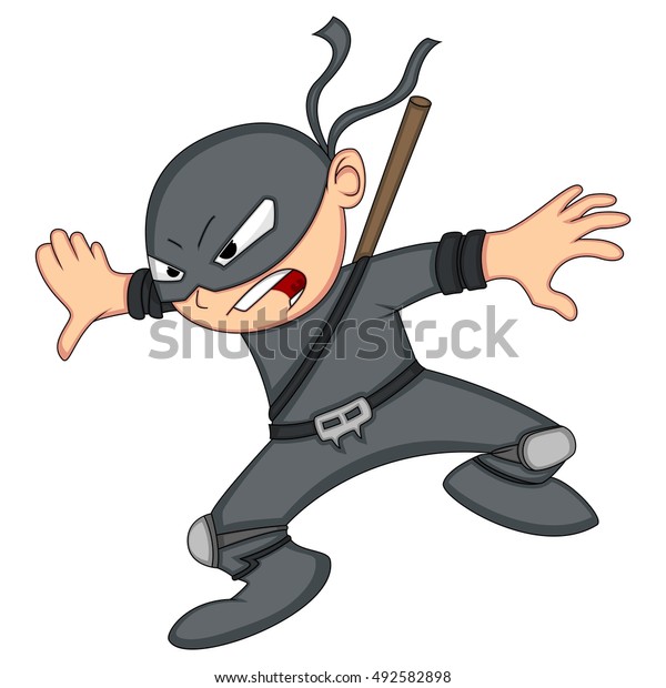 Ninja Cartoon Vector Illustration Stock Vector (Royalty Free) 492582898 ...