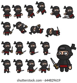Vektor Stok Ninja Character Sprites Games Animation (Tanpa Royalti ...