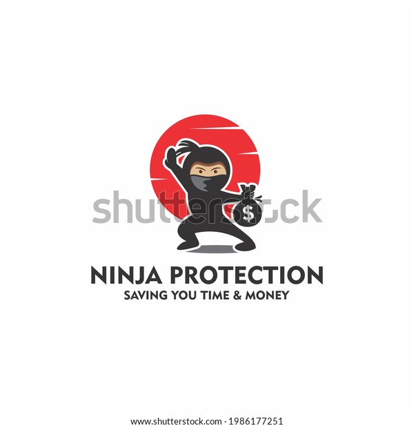 Ninja Protection Logo Design Concept Stock Vector (Royalty Free ...