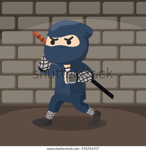 Ninja Sneaking Illustration Design: vector de stock (libre de regalías ...