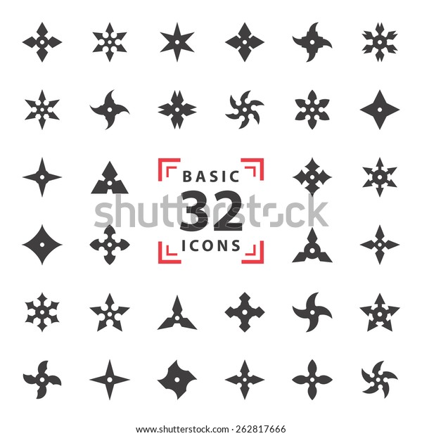 Ninja Stars Icons Set Stock Vector (Royalty Free) 262817666