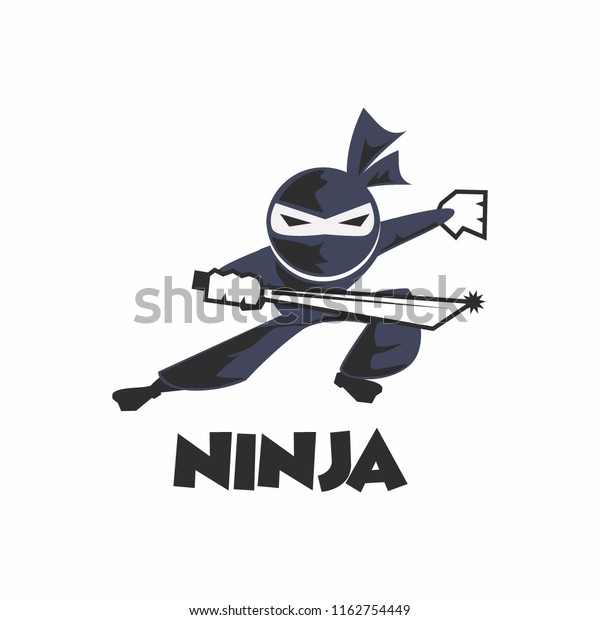 Ninja Sword Mask Logo Isolated On Stock Vector (Royalty Free) 1162754449