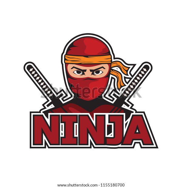 ninja with sword and mask logo. vector illustration