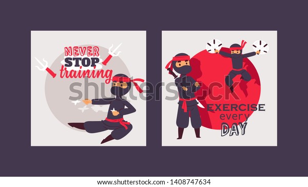 Ninja Warrior Vector Illustration Cartoon Unbeatable Stock Vector ...