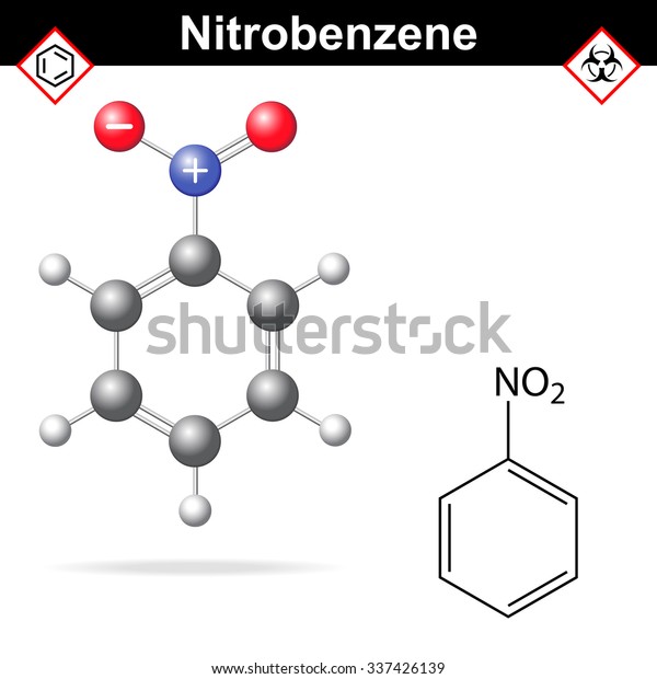 Stock vektor „Nitrobenzene Chemical Structural Formula Model 2d“ (bez ...
