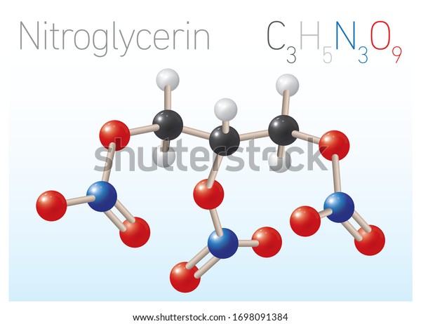Nitroglycerin C3h5n3o9 Structural Chemical Formula Molecule Stock ...