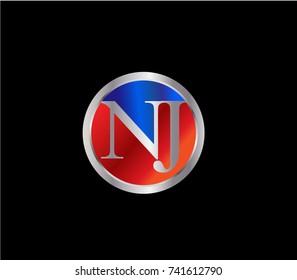 Nj Letter Logo Design Circle Blue Stock Vector (Royalty Free) 741612790 ...