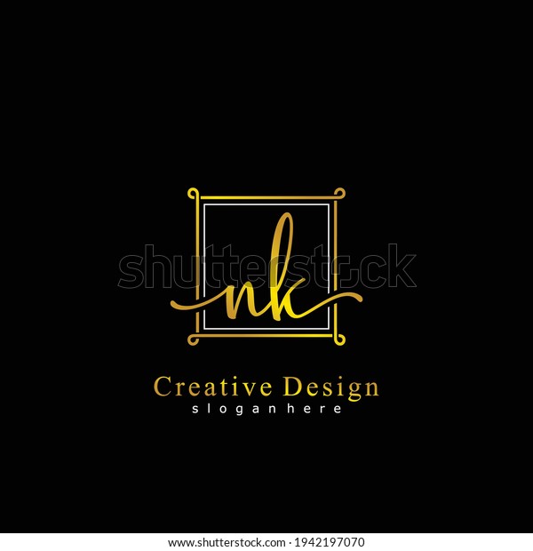 Nk Initial Calligraphy Handwritten Logo Handwritten Stock Vector ...