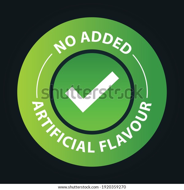 'no added artificial flavor vector icon with tick mark, green in color