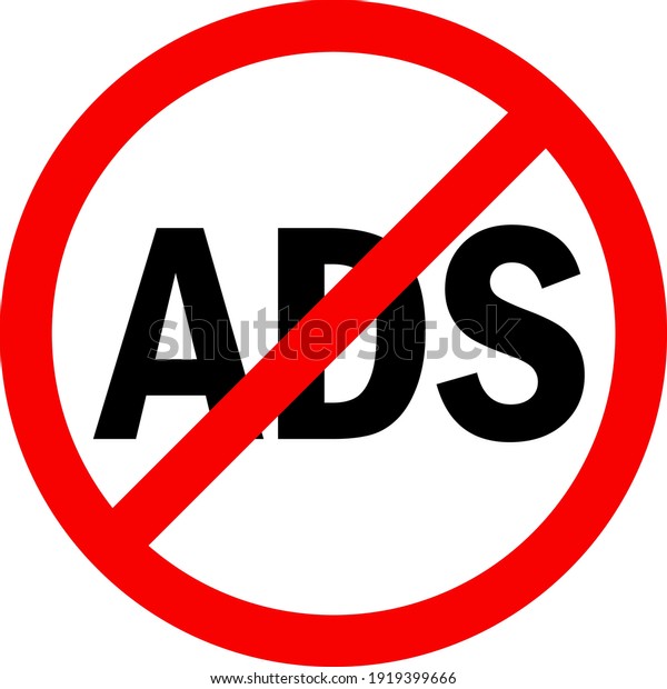 No Ads Sign Red Circle Background Stock Vector (Royalty Free ...