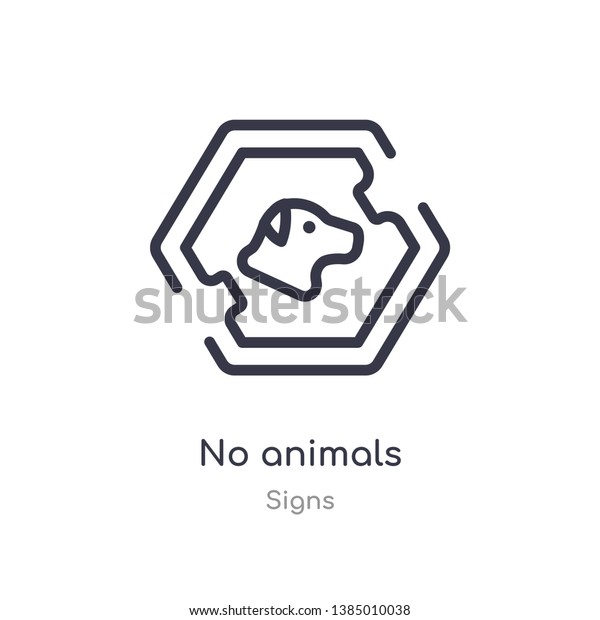 No Animals Outline Icon Isolated Line Stock Vector (Royalty Free ...