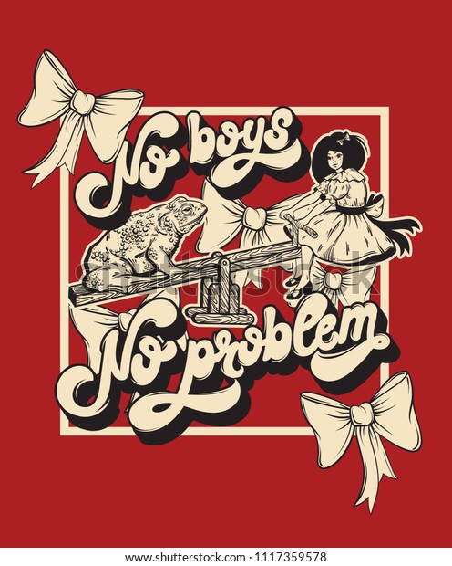 No Boys No Problem Handwritten Lettering: Stock-Vektorgrafik ...