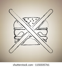 No Burger Sign Vector Brush Drawed Stock Vector (Royalty Free ...
