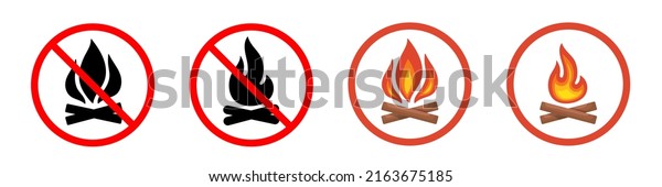 No Campfire Sign Flames Firewood Prohibition: เวกเตอร์สต็อก (ปลอดค่า ...