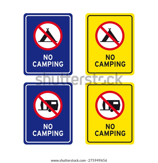 No Camping Prohibited Sign Vector Set 스톡 벡터(로열티 프리) 275949656 ...