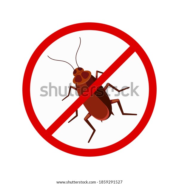 No Cockroach Sign Red Crossed Circle Stock Vector (Royalty Free ...