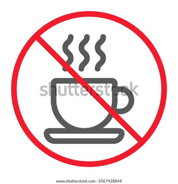 No Coffee Cup Line Icon Prohibition Stock Vector (Royalty Free ...