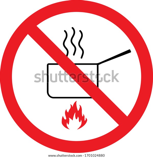 No Cooking Sign Prevent Fire Accidents Stock Vector (Royalty Free ...