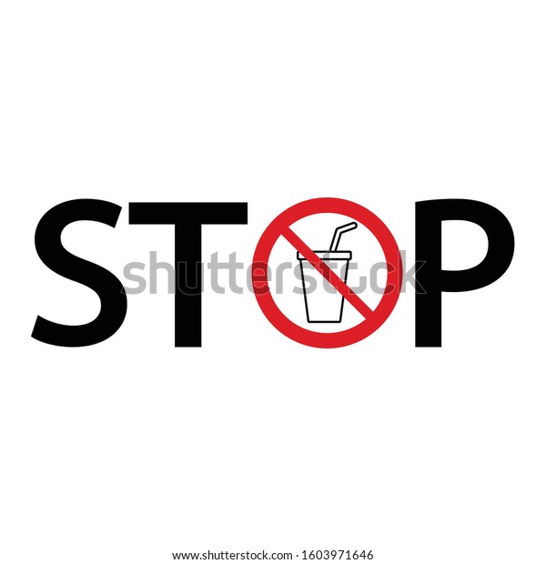 No Cup Sign Vector Red Stop Stock Vector (Royalty Free) 1603971646 ...