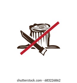 No Cutting Trees Sign Icon Design Stock Vector (Royalty Free) 683226862 ...