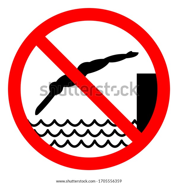 No Diving Shallow Water Symbol Vector Stock Vector (Royalty Free ...