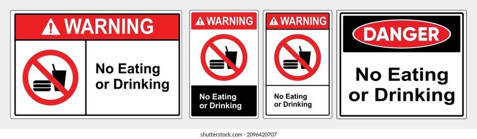 No Eating Drinking Warning Safety Sign Stock Vector (Royalty Free ...