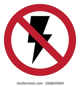 No Lightning Icon Prohibited Sign Symbol 스톡 벡터(로열티 프리) 778611724 ...