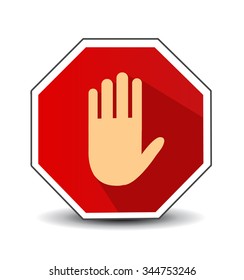 No Entry Hand Sign Long Shadow Stock Vector (Royalty Free) 344753246 ...
