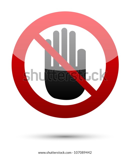No Entry Hand Sign On White Stock Vector (Royalty Free) 107089442