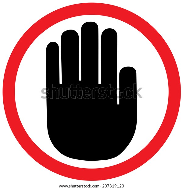 Vektor Stok No Entry Hand Sign On White (Tanpa Royalti) 207319123 ...