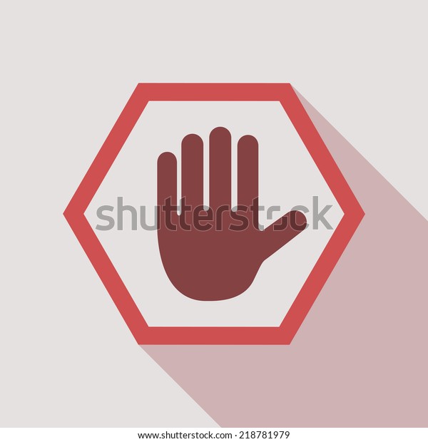 No entry hand sign on white background