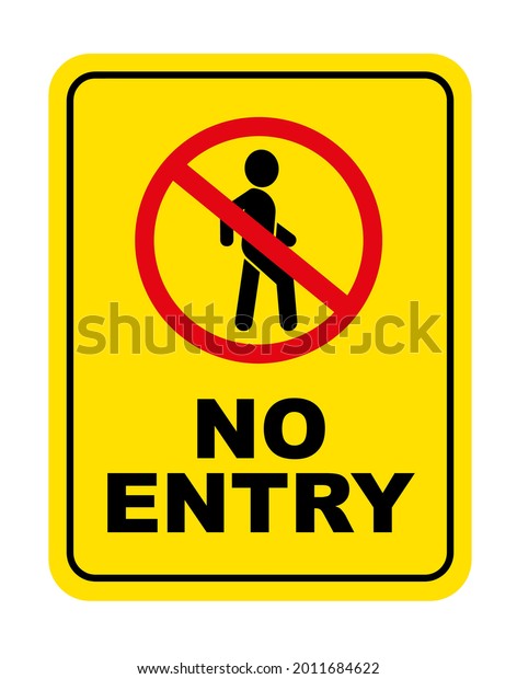 No Entry Sign On Yellow Background Stock Vector (Royalty Free ...