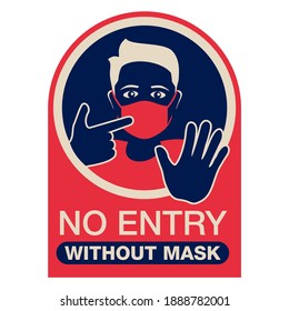 No Entry Without Mask Red Blue Stock Vector (Royalty Free) 1888782001 ...