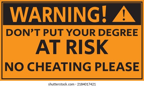 No Exam Hall Cheating Allowed Sign Stock Vector (Royalty Free ...