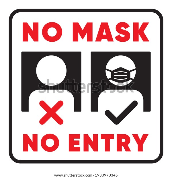 No Face Mask No Entry Sign Stok Vektör (Telifsiz) 1930970345