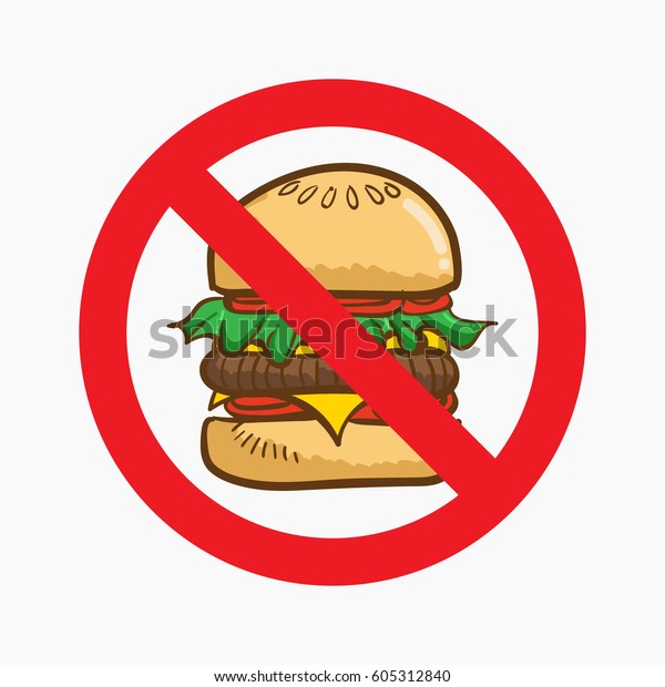 No Fastfood Sign Cartoon Vector No เวกเตอร์สต็อก (ปลอดค่าลิขสิทธิ์ ...