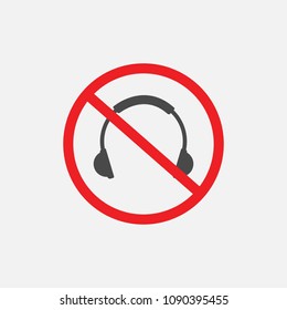 Similar Images, Stock Photos & Vectors of headphones prohibited sign ...
