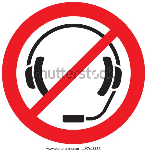 No Headset Sign Prohibition Icon Not: เวกเตอร์สต็อก (ปลอดค่าลิขสิทธิ์ ...
