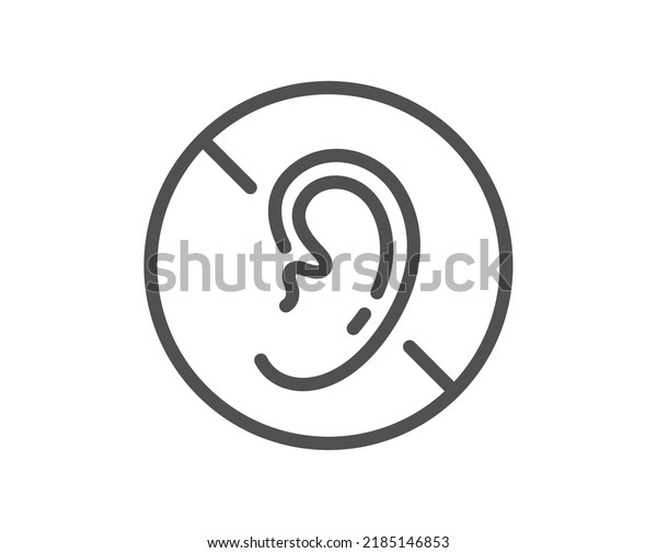 No Hearing Line Icon Mute Mic Stock Vector (Royalty Free) 2185146853 ...