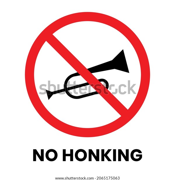 No Honking Sign Sticker Text Inscription Stock Vector (Royalty Free ...