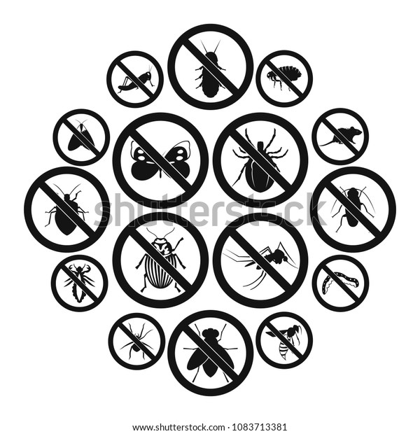 No Insect Sign Icons Set Simple Stock Vector (Royalty Free) 1083713381 ...