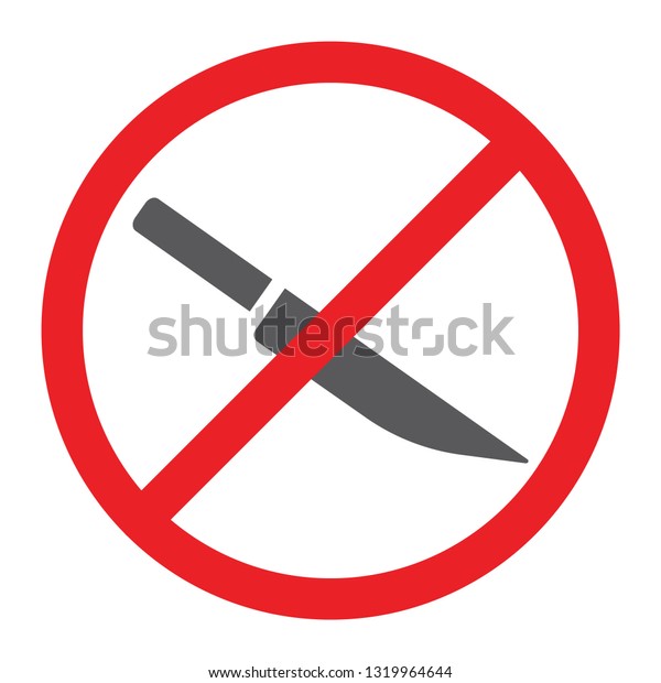 No Knife Glyph Icon Prohibited Forbidden Stock Vector (Royalty Free ...