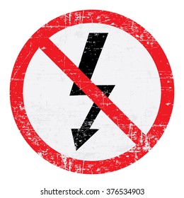 No Lightning Icon Grungy Worn Style Stock Vector (Royalty Free ...